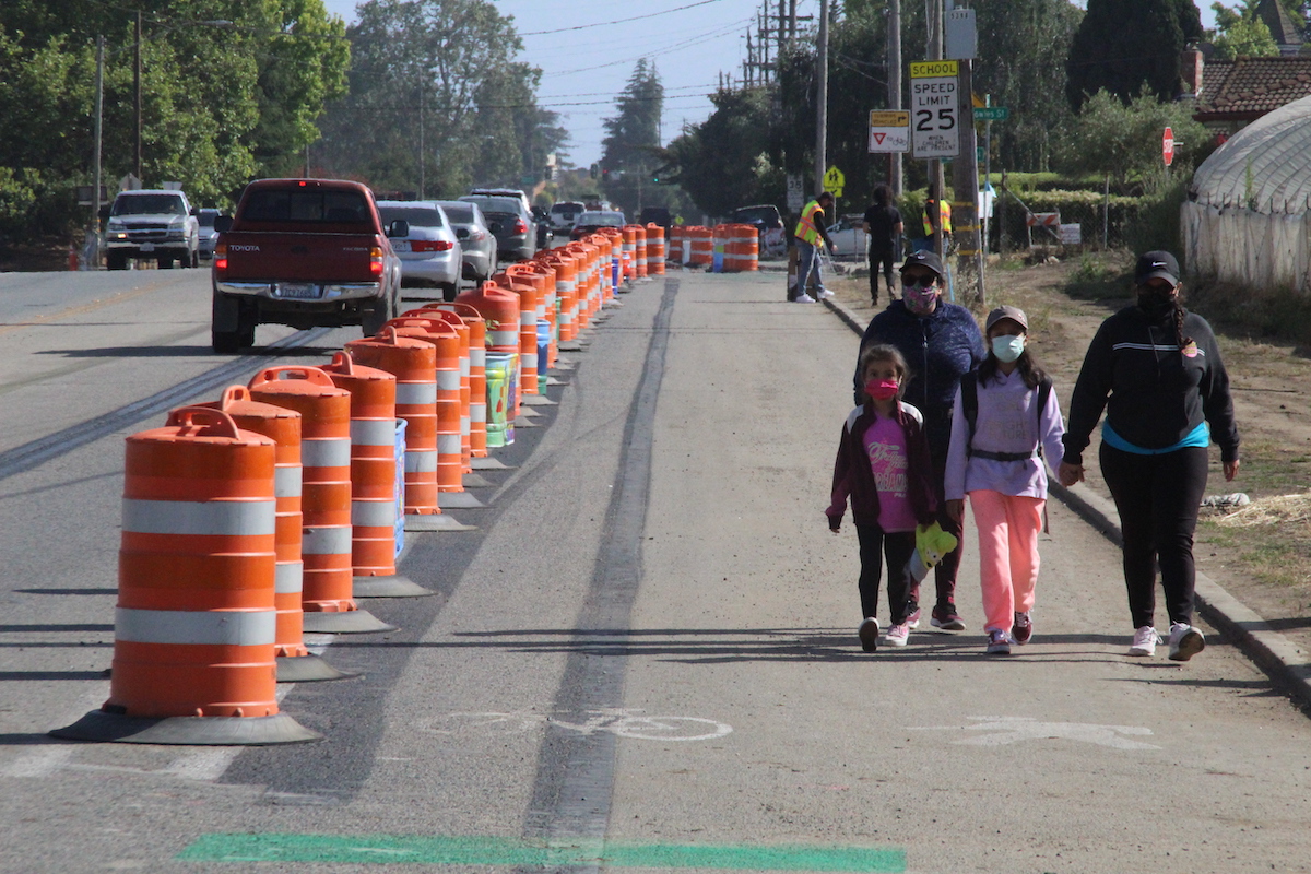 Temporary protected bike, pedestrian path on Green Valley opens